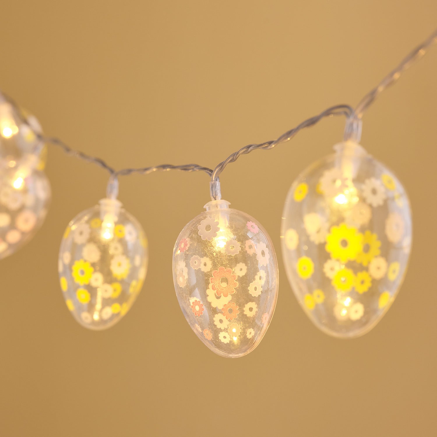 Guirlande Lumineuse à 10 Œufs de Pâques Motif Fleurs Printanières