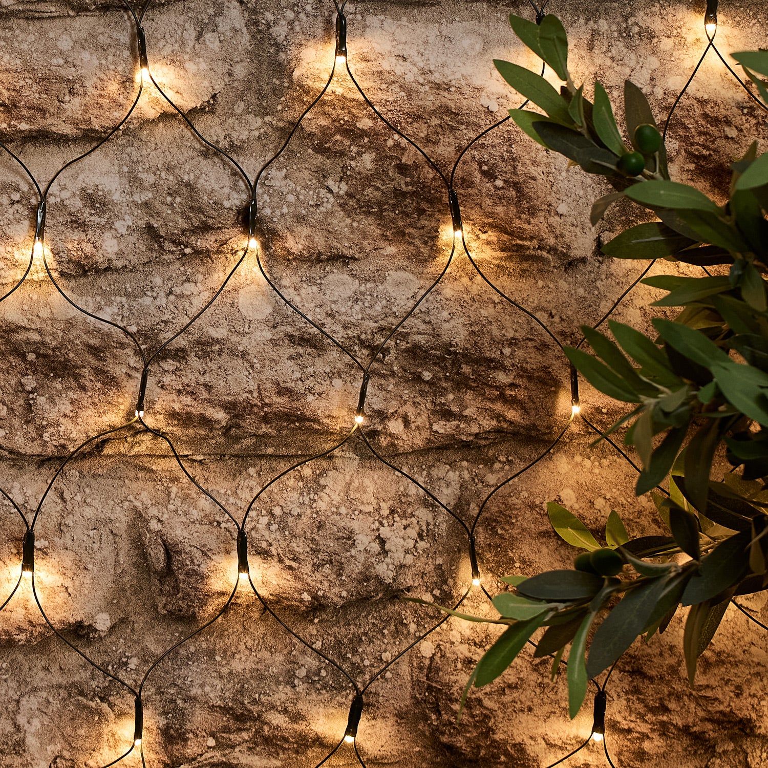 Filet Lumineux Solaire de 1 x 1 m, à 100 LED Blanc Chaud Rechargeable